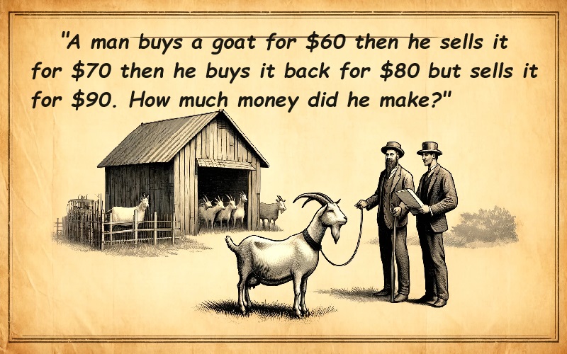 A man buys a goat for $60 riddle answer. (Q92) – Brain Teaser Questions